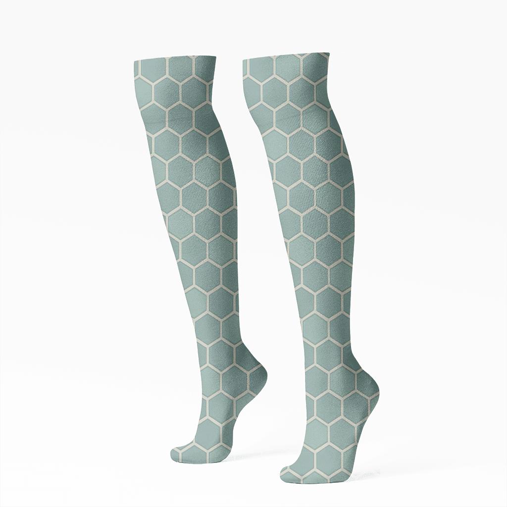 Teal Mosaic Relay Knee-High Socks – Sockz