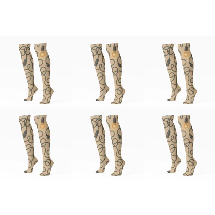 Tangled Cord Joy on Neutral Field Knee-High Socks (Pack of 6) – Sockz