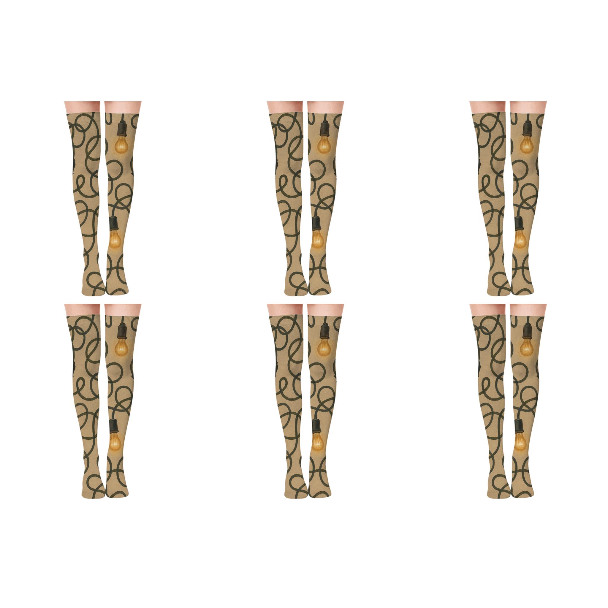 Tangled Cord Joy on Neutral Field Over-the-Knee Socks (Pack of 6) – Sockz