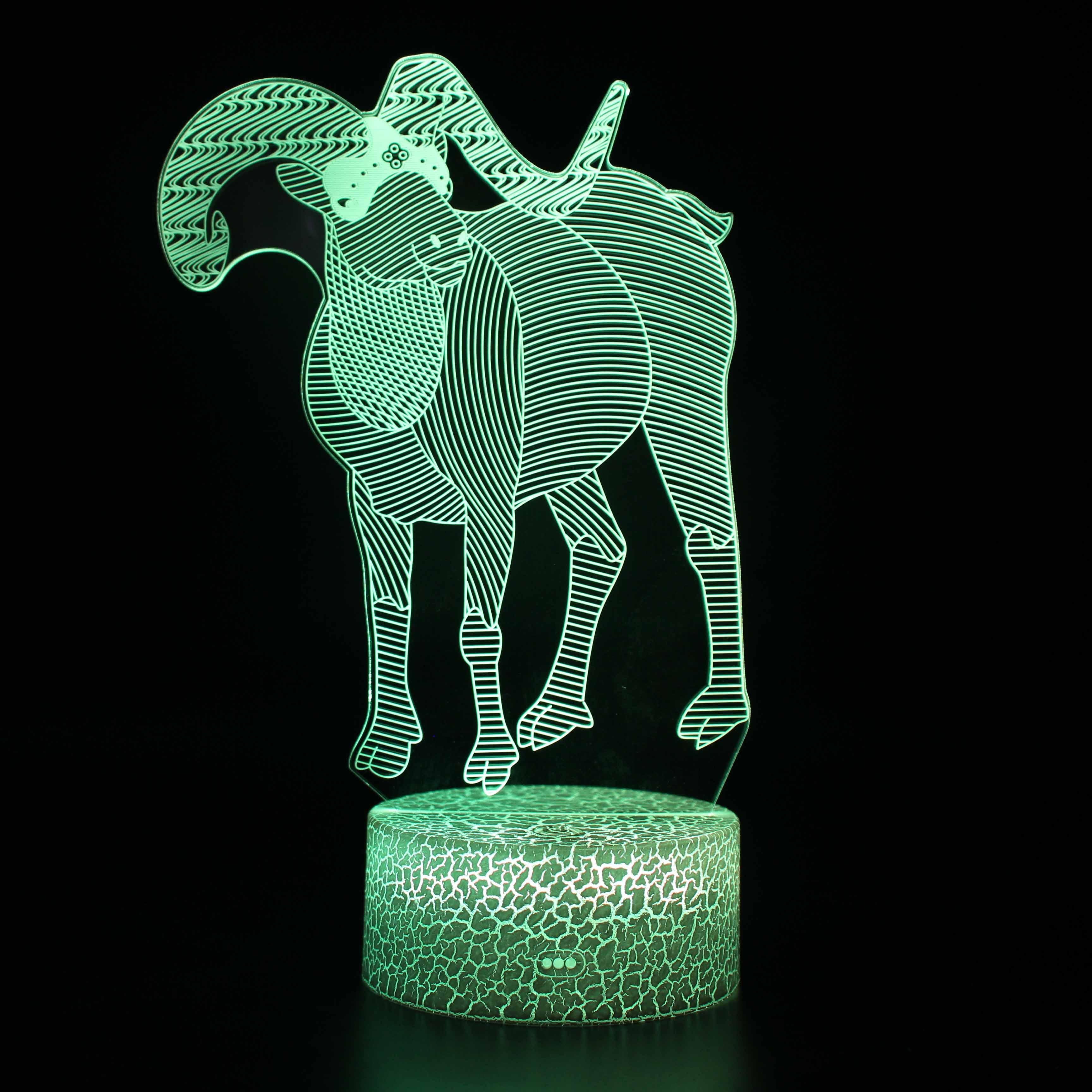 Green Ox Night Lamp | 3D LED Optical Illusion Light for Kids & Home ...
