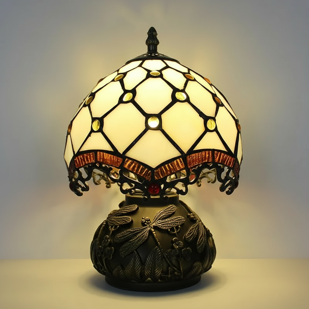 Classic Stained Glass Table Lamp – 3D Optical Lamp