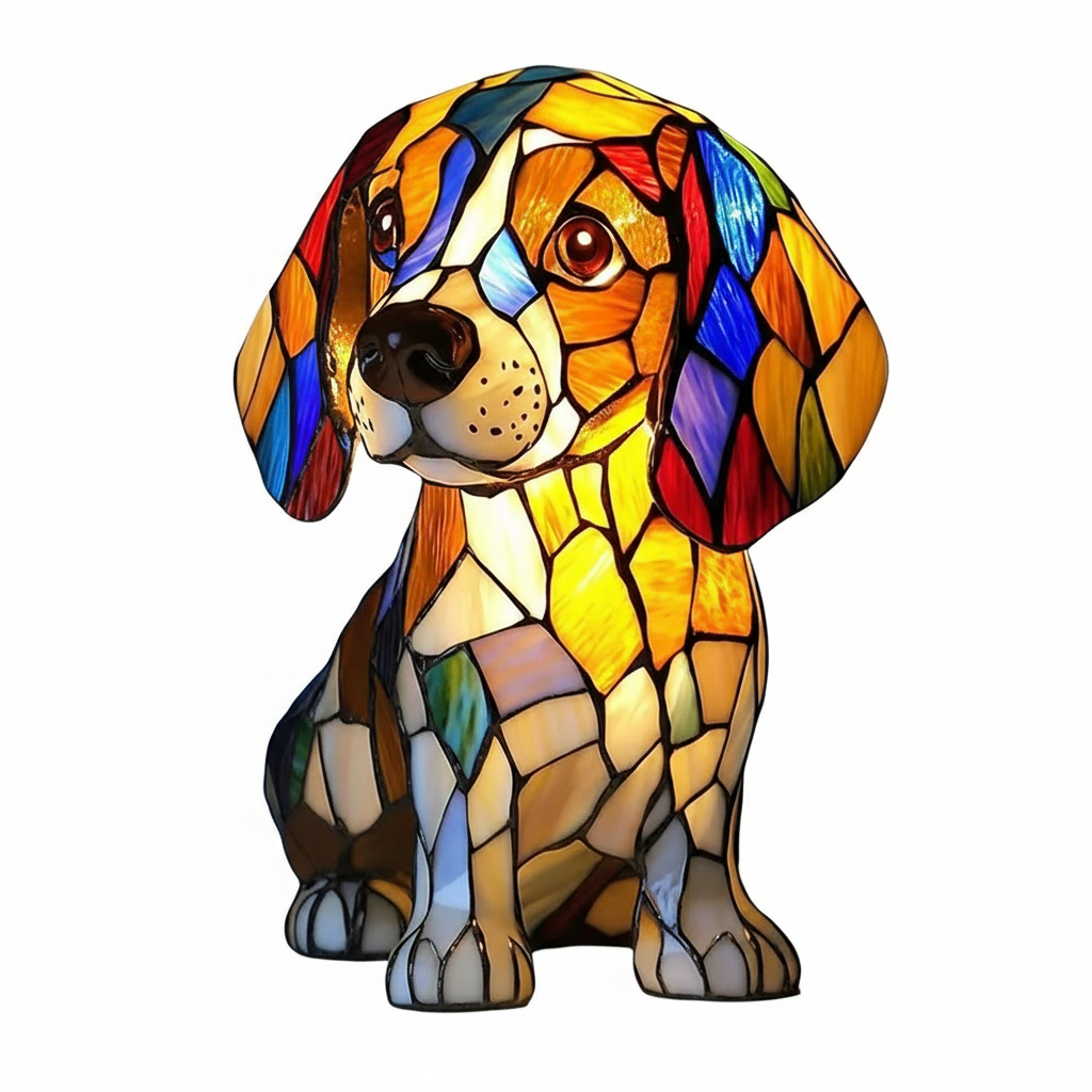 Decorative Beagle Dog Stained Glass Lamps With LED Light For Home ...