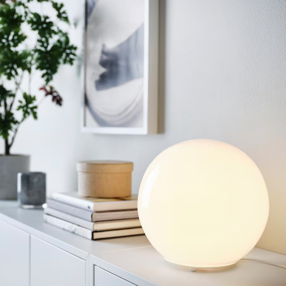 White Globe Table Lamp – Modern LED Touch Control Bedside & Desk Light ...