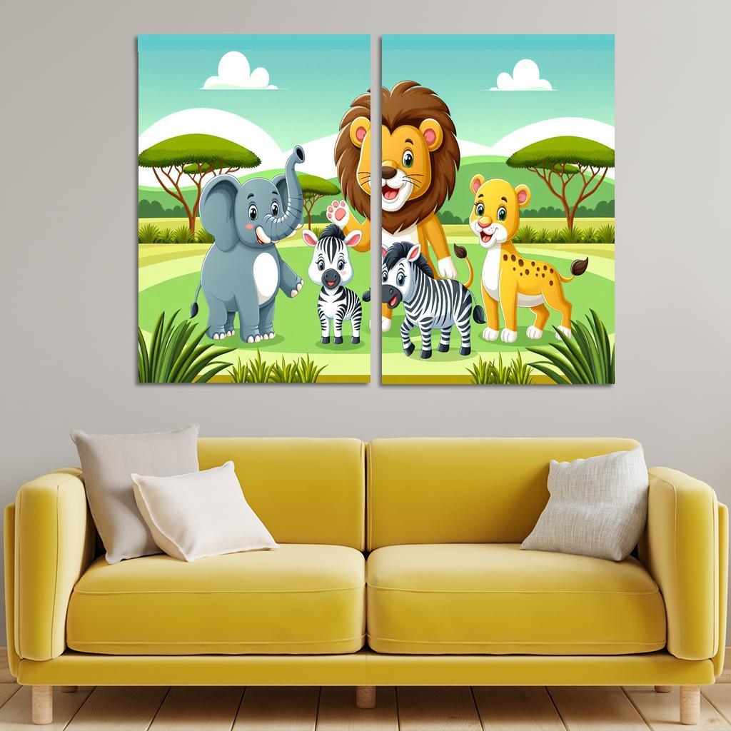 Adventure with Adventurous Animals 2 Piece HD Canvas Wall Art ...