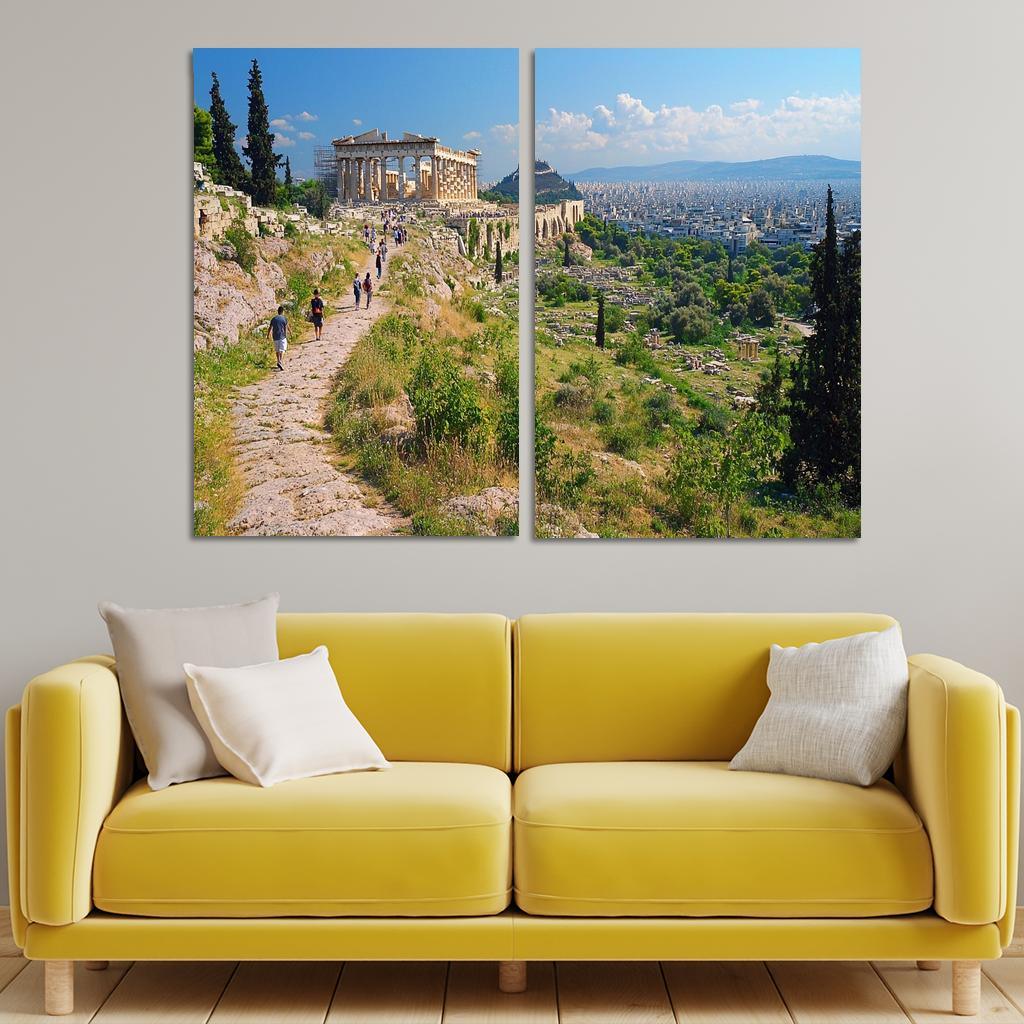 Acropolis of Athens 2 Piece HD Canvas Wall Art – Original Frame