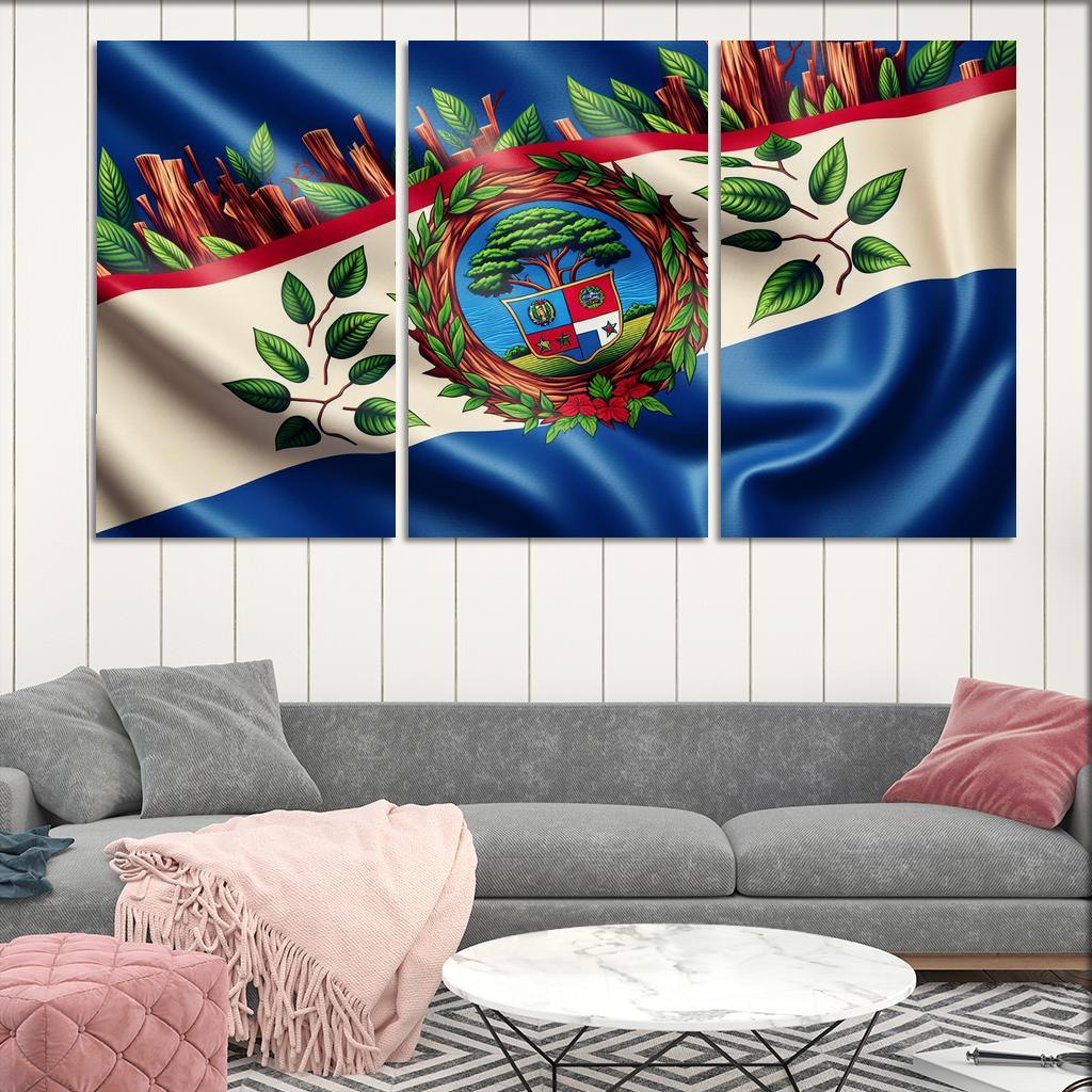 Colors of Diversity The Flag of Belize 3 Piece HD Canvas Wall Art ...