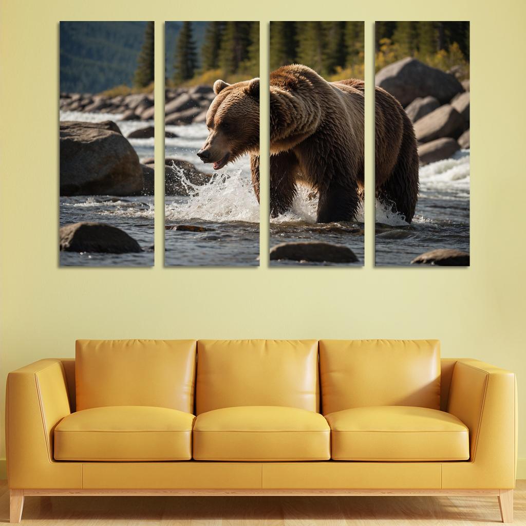 The Powerful Grizzly Bear Apex Predator of the North 4 Piece HD Modern ...