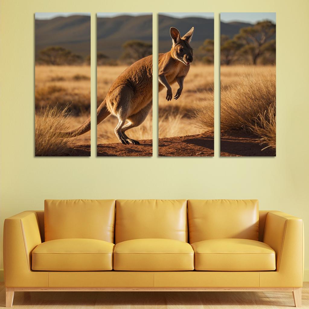 The Agile Wallaby Leaping in the Australian Outback 4 Piece HD Modern ...