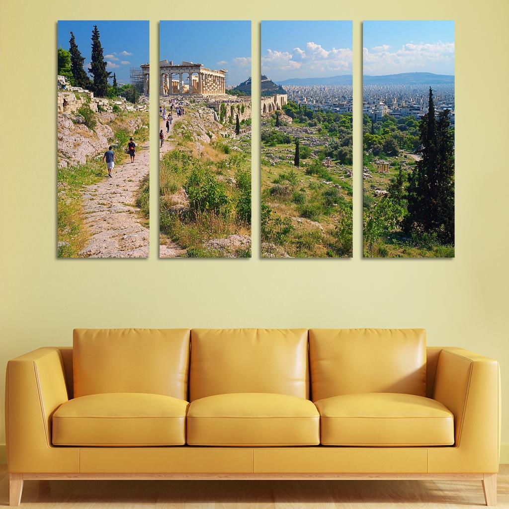 Acropolis of Athens 4 Piece HD Modern Canvas Panels – Original Frame