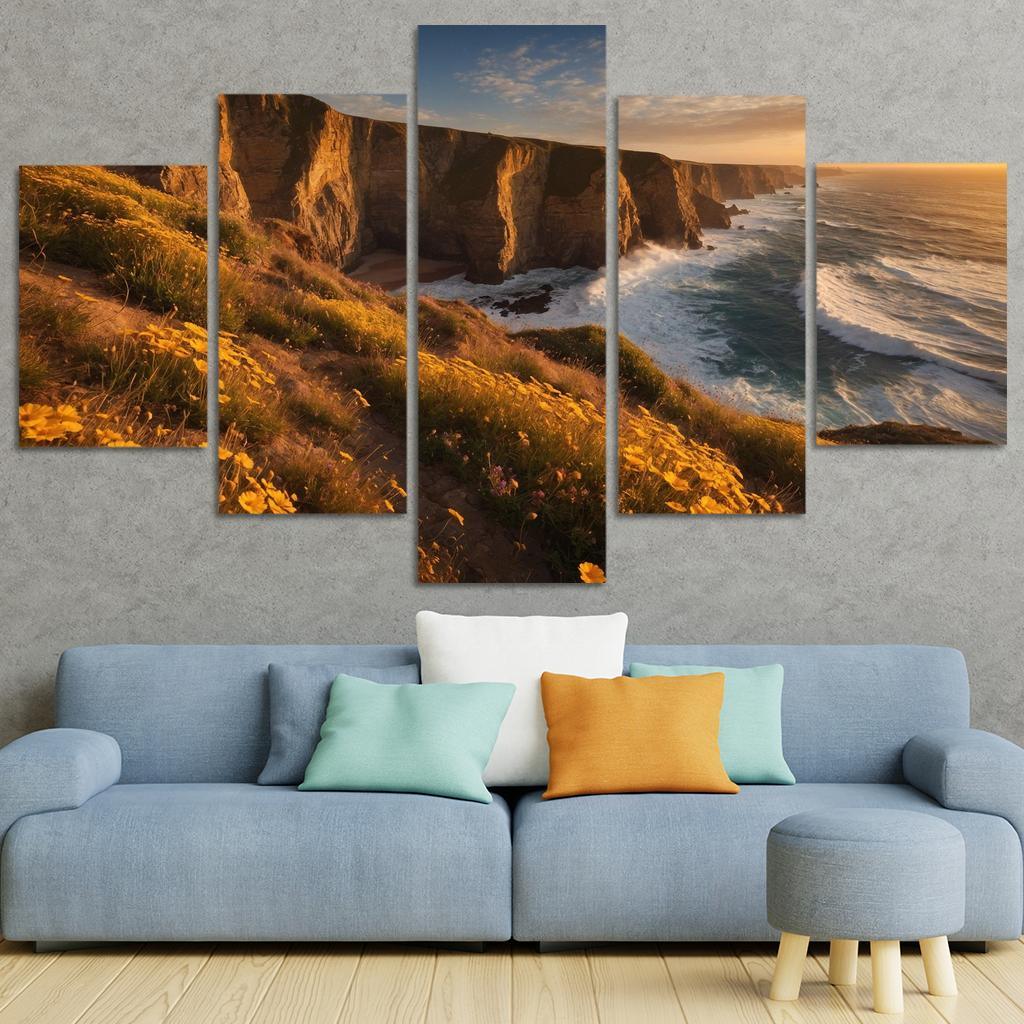 The Enigmatic Cliffs of Forgotten Shores 5 Piece HD Canvas Wall Art ...