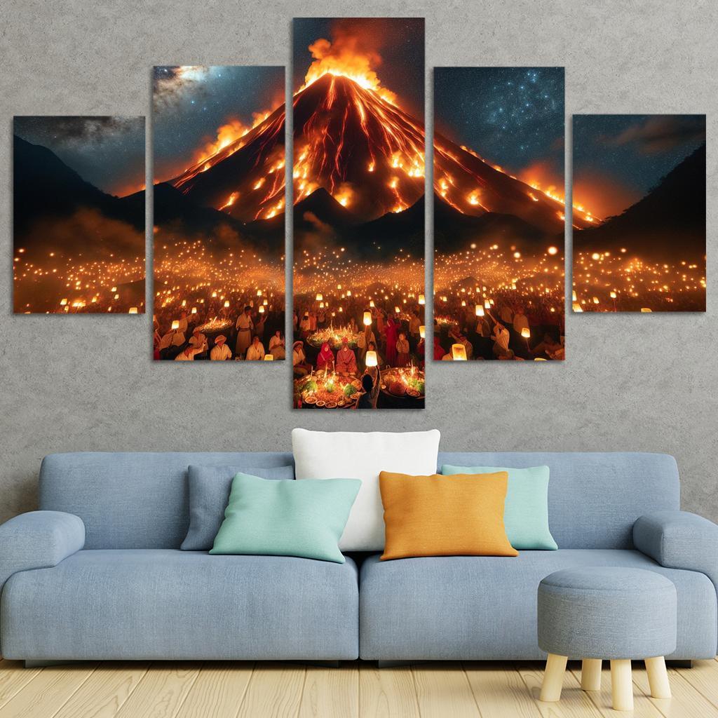 Wakakusa Yamayaki - Japan 5 Piece HD Canvas Wall Art – Original Frame