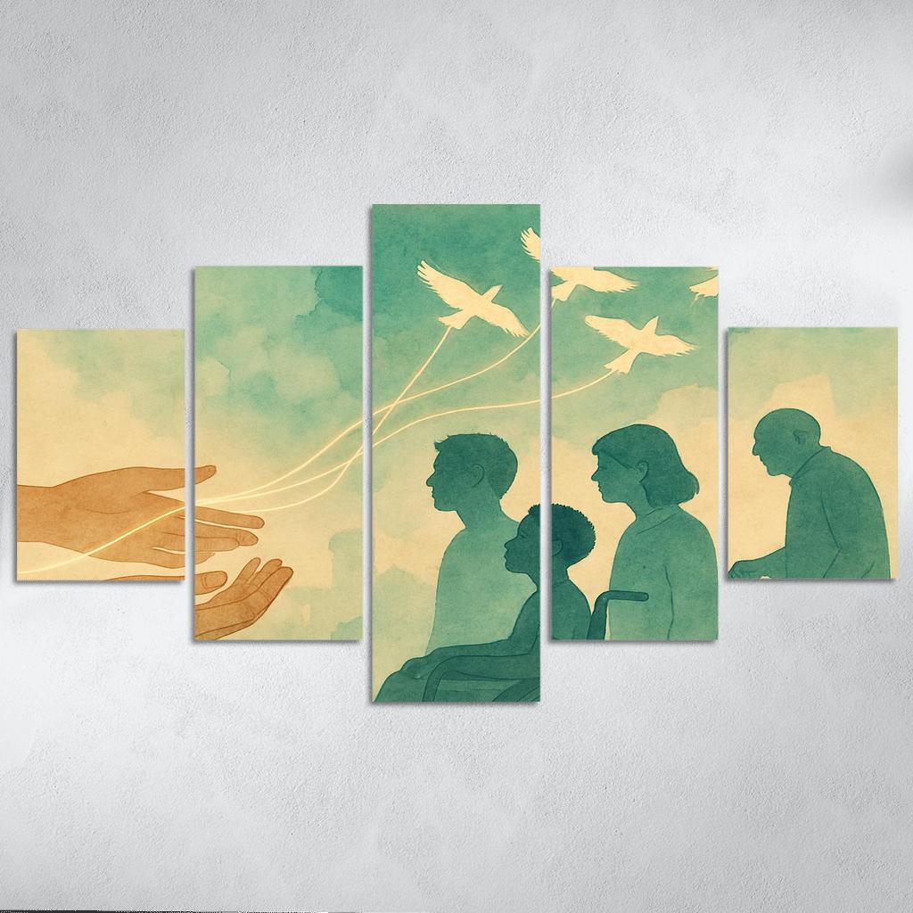 Threads of Hope and Healing 5 Piece HD Canvas Wall Art – Original Frame