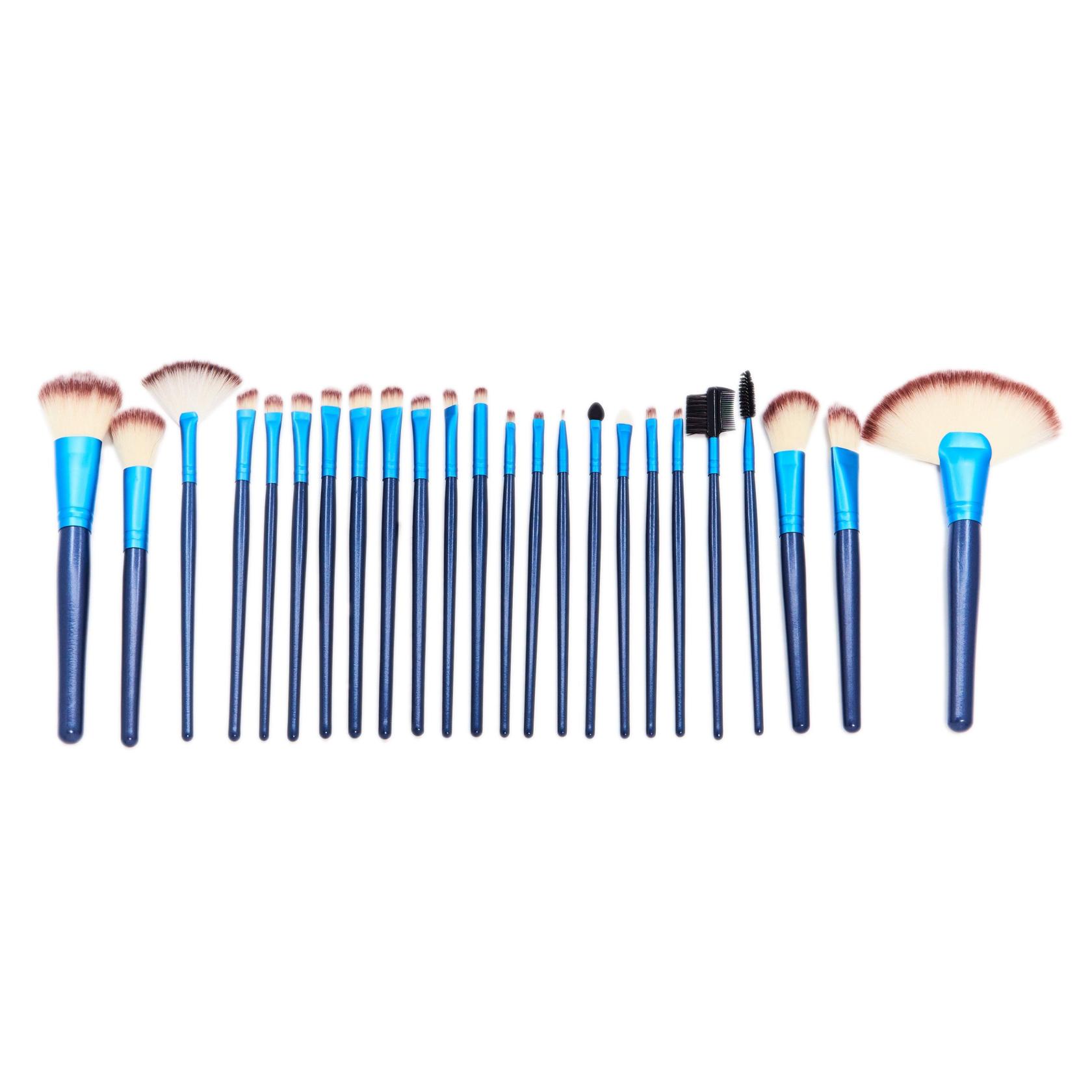 24 Piece Ocean Blue Brush Set – Complete Face and Eye Makeup Brushes ...