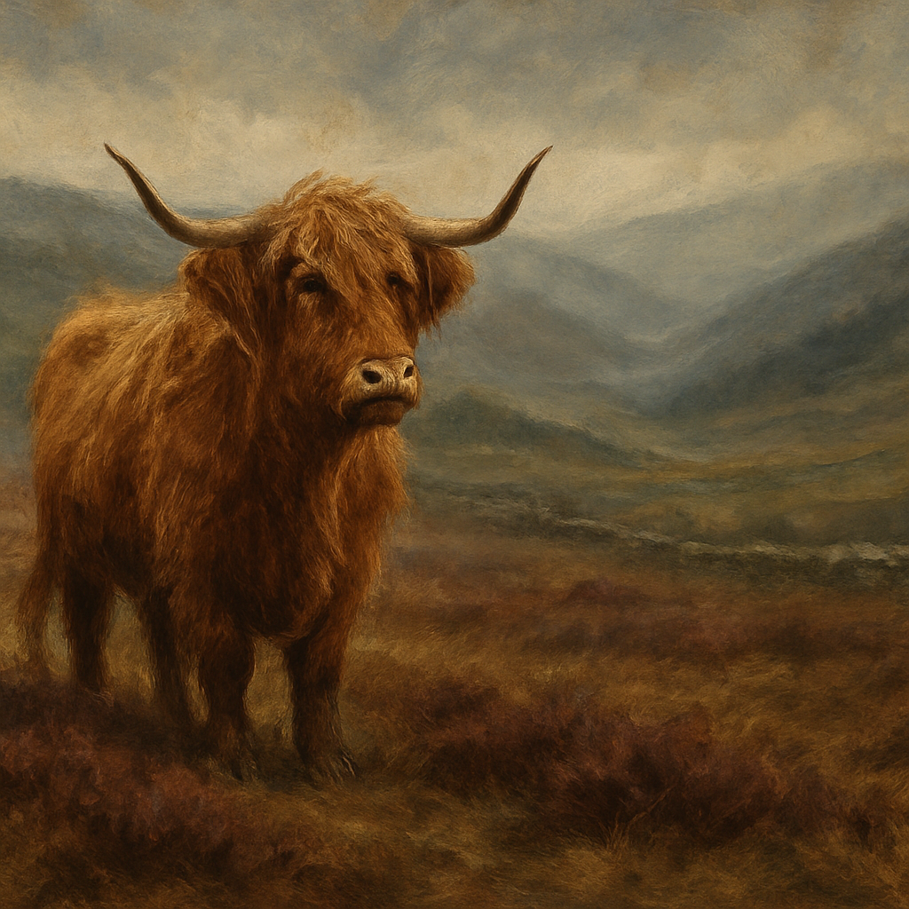 Majestic Highland Cattle on Heather Moorland 5D DIY Paint By Diamond ...