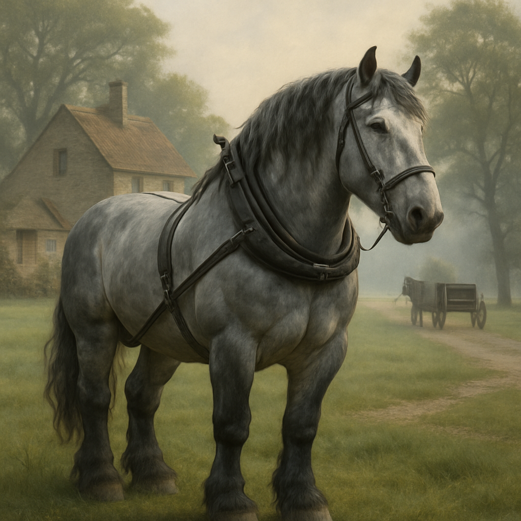 Noble Percheron Stallion in Morning Mist 5D DIY Paint By Diamond Kit ...