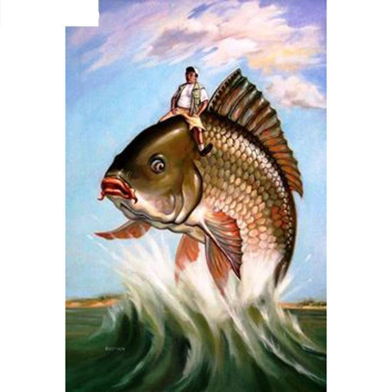 Big fish and people 5D DIY Paint By Diamond Kit – Original Paint By Diamond