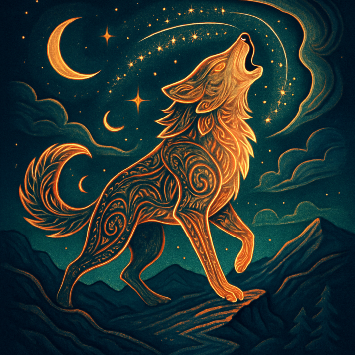 Glowing Line Art Wolf in the Spiral Sky Pass 5D DIY Paint By Diamond ...