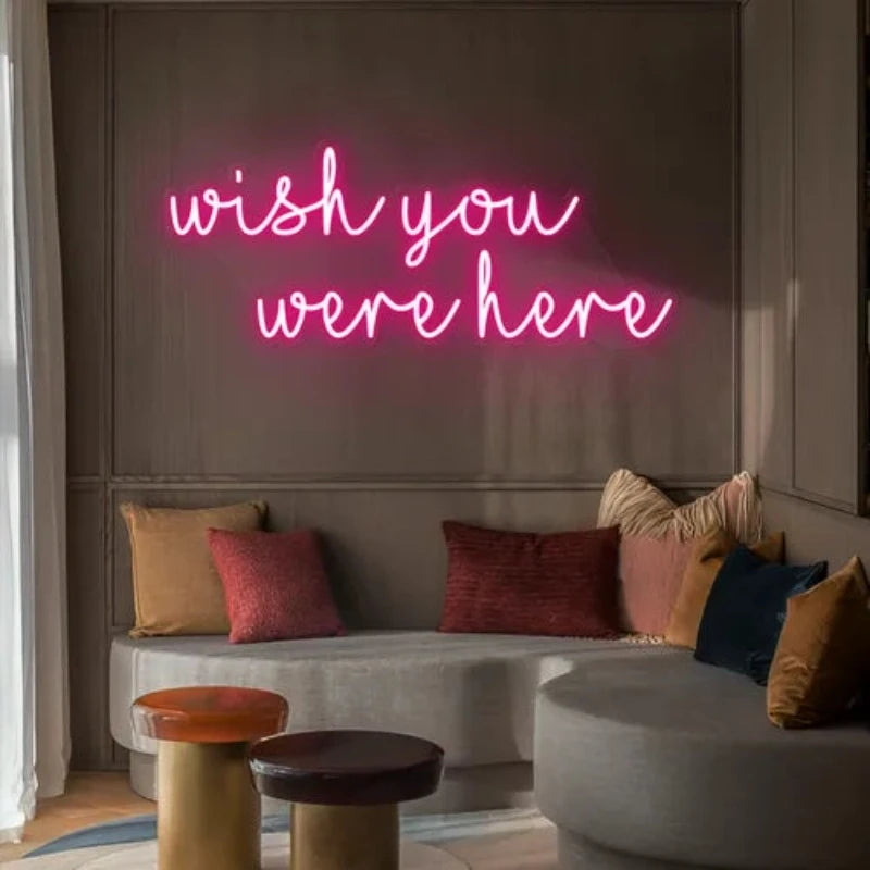 Wish You Were Here LED Neon Sign – Personalized Mirror