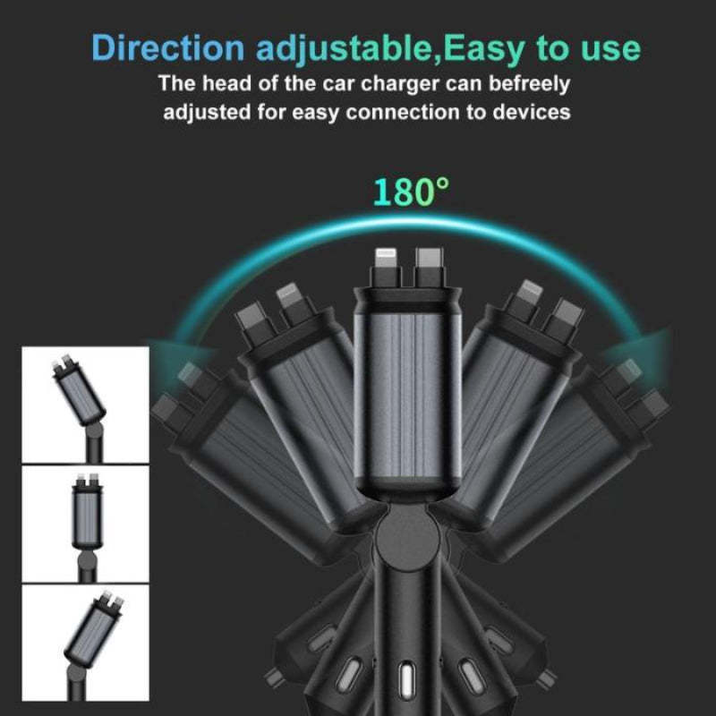 4 In 1 Retractable Car Charger For Multiple Devices – Car Rug Floor Mats