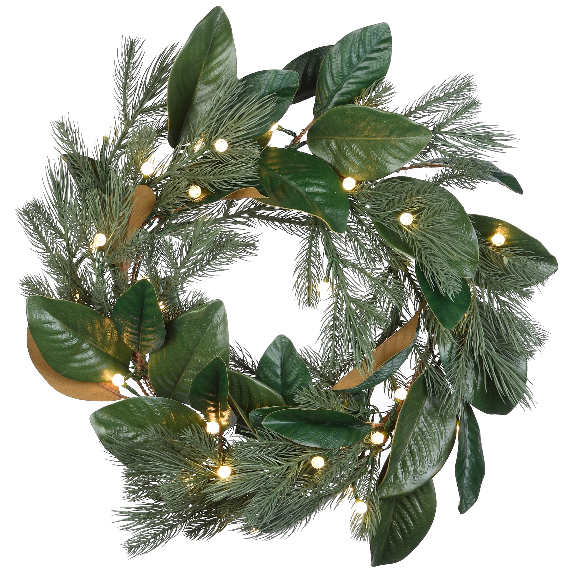24 in. Pre-Lit Magnolia Mix Pine Wreath with LED Lights – kemiaurrera