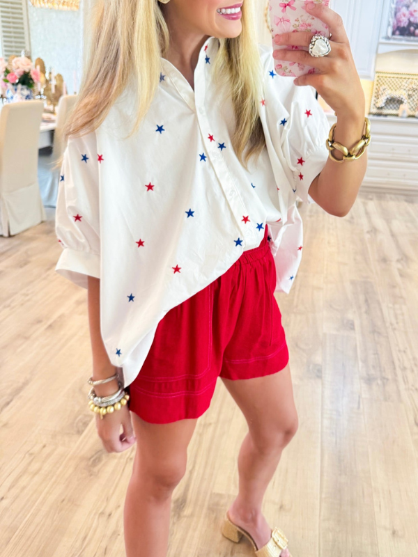 White Embroidered Star Top – chicstunning