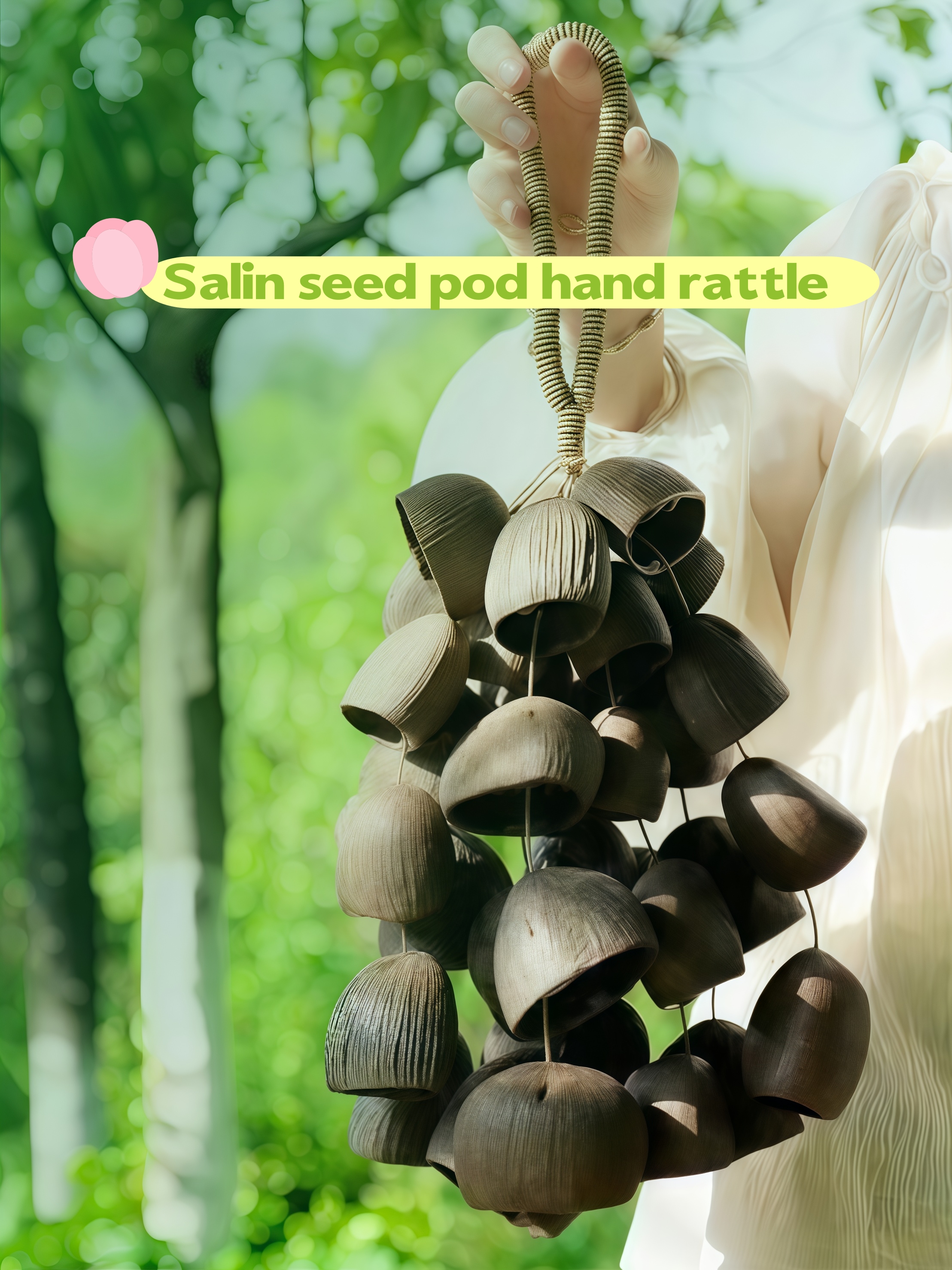 Salin seed pod hand rattle