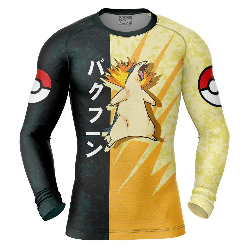 Typhlosion Attack Pokemon Long Sleeve Rash Guard Compression Shirt ...
