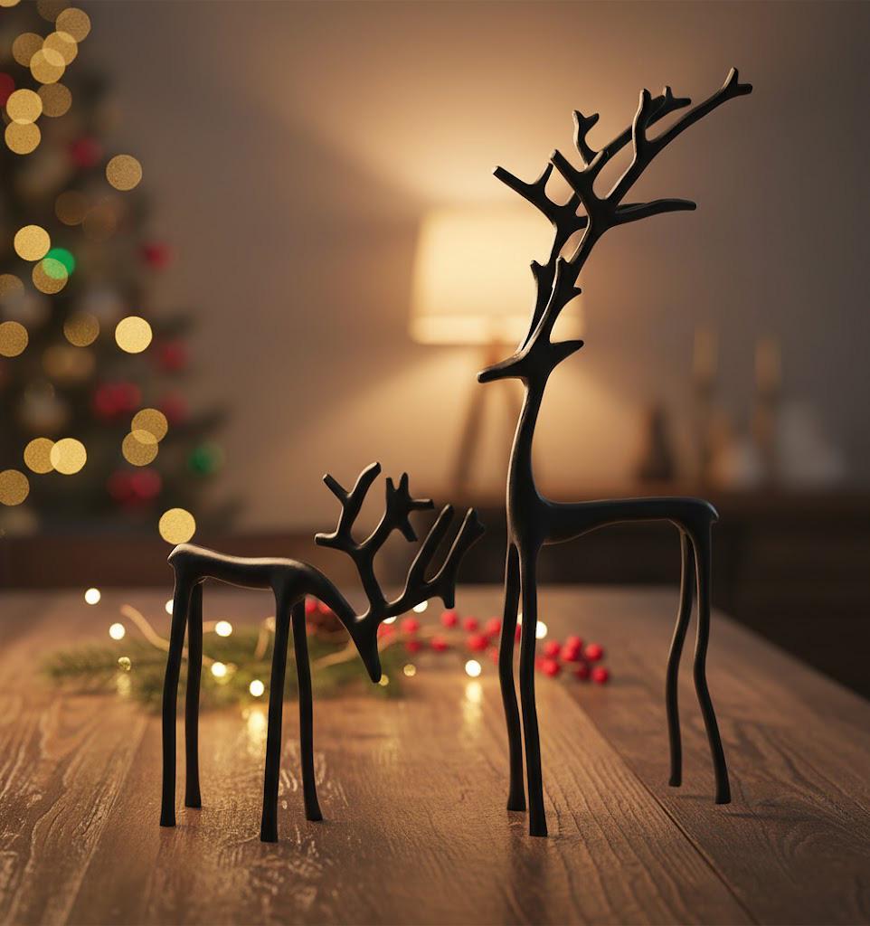 Black Reindeer Statues-Christmas Decorations – Rovenal