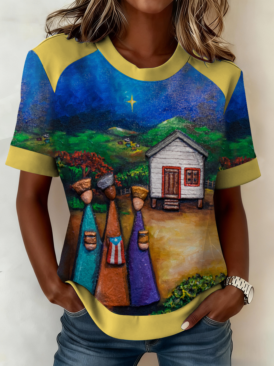 Women's Puerto Rico Three Kings' Day Art Printed T-shirt – truebuckhorn