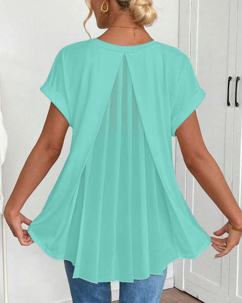 T-Shirt kurzärmelig einfarbig Patchwork – wonerso