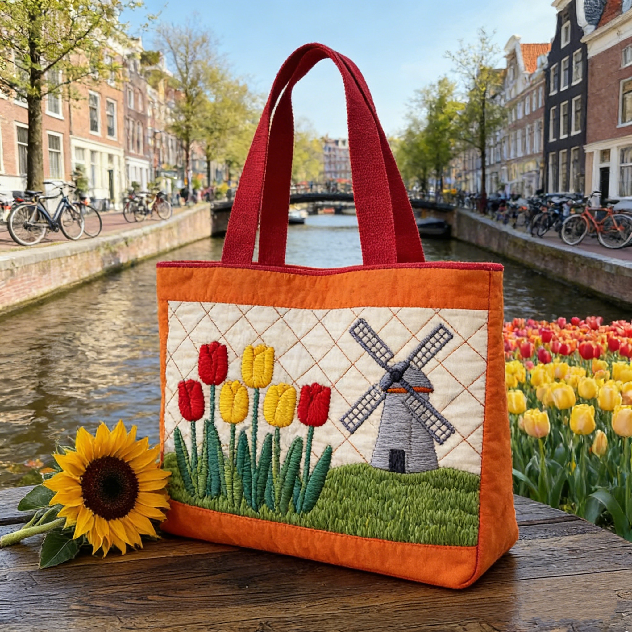 Quilted Dutch Tulip Tote Bag – Avina Craft
