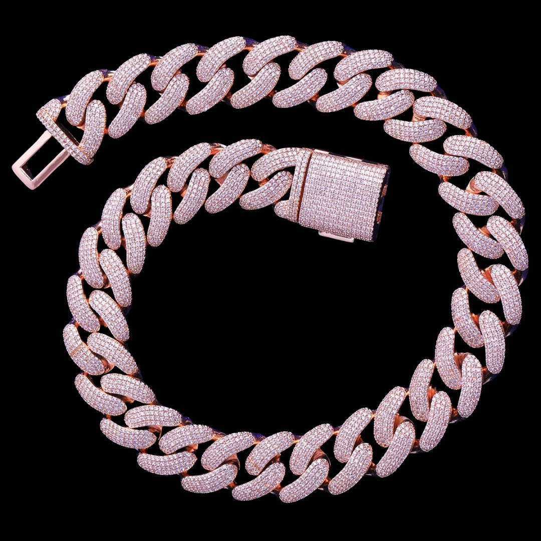 NEW | 20MM Rounded Solid Miami Cuban Iced Out Diamond Necklace Chain ...