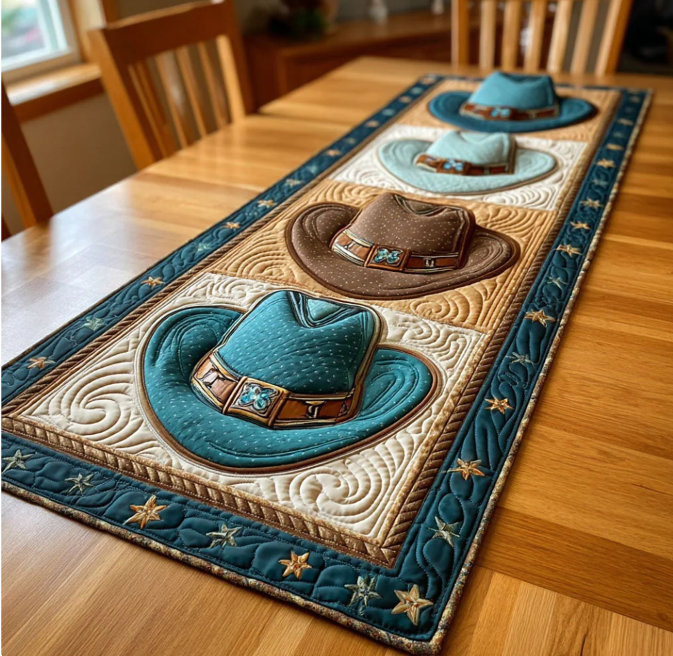 Western Cowboy Style Embroidered Cowboy Hat & Star Pattern Quilted ...