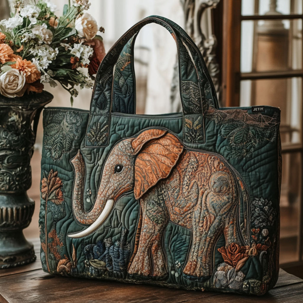 Enchanted Forest Elephant Quilted Tote 🐘🌿 – snivaro