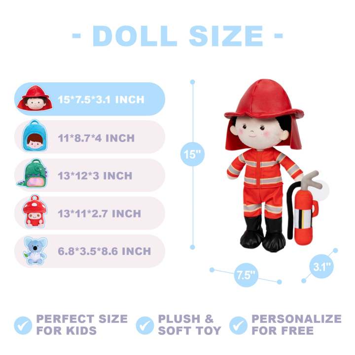 Personalized Firemen Firefighter Plush Baby Boy Doll, Baby's first doll ...