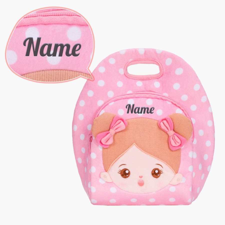 Personalized Pink Plush Large Capacity Lunch Bag,Baby's first doll toy ...