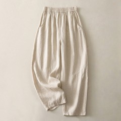 AuraLinen Summer Daily Solid Color Elastic Waistband Design Women's ...