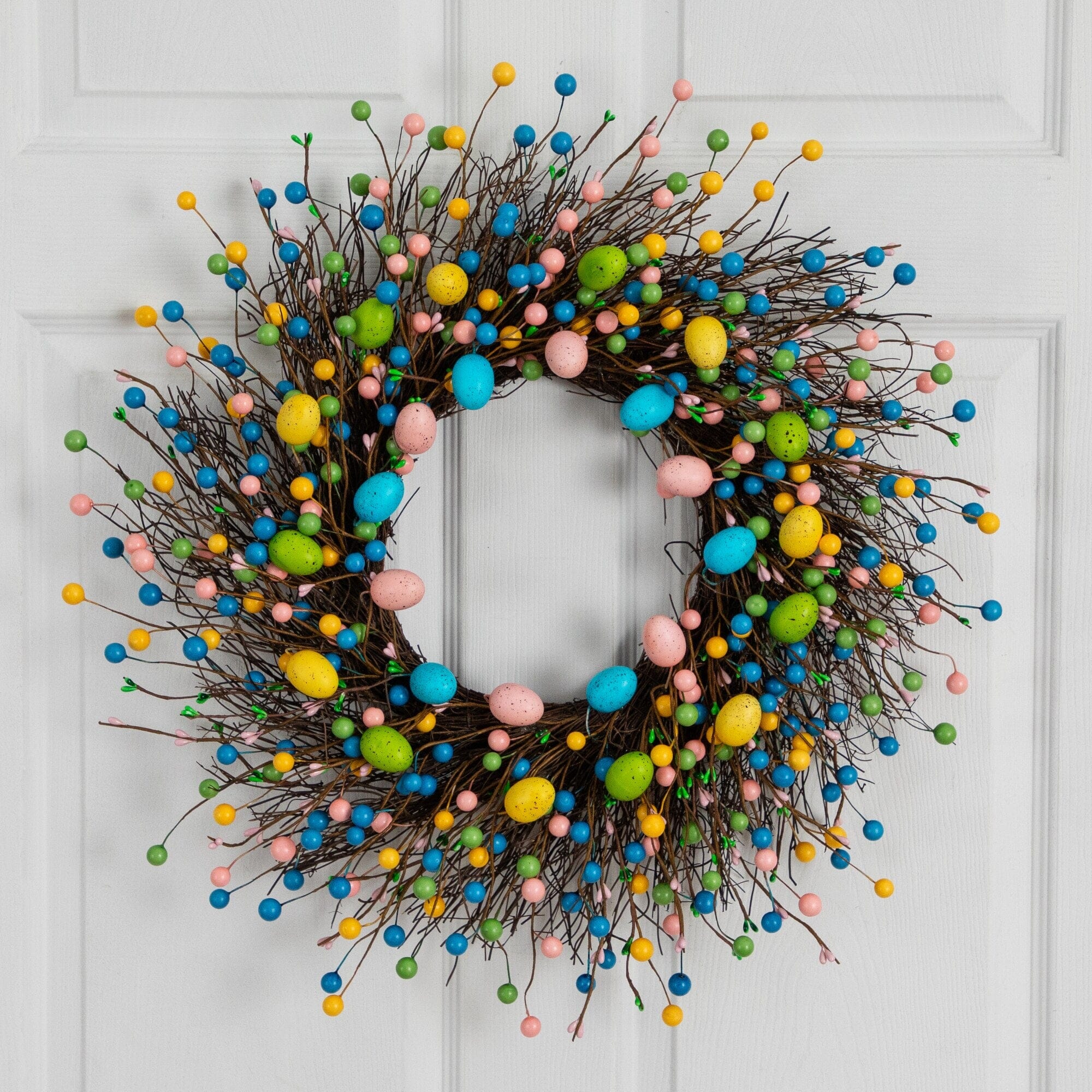 24" Artificial Easter Egg Twig Wreath – Vera&Bourke