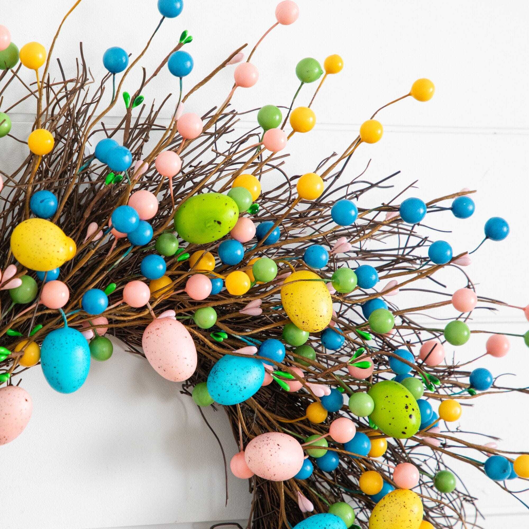 24" Artificial Easter Egg Twig Wreath – Vera&Bourke