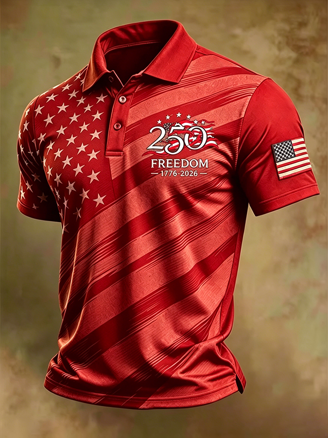 Men'S America Flag Print Casual Polo Shirt – noxvyr