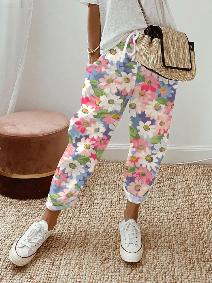 Women's Floral Ankle Pants Pant Casual Spring/Fall Trousers ...