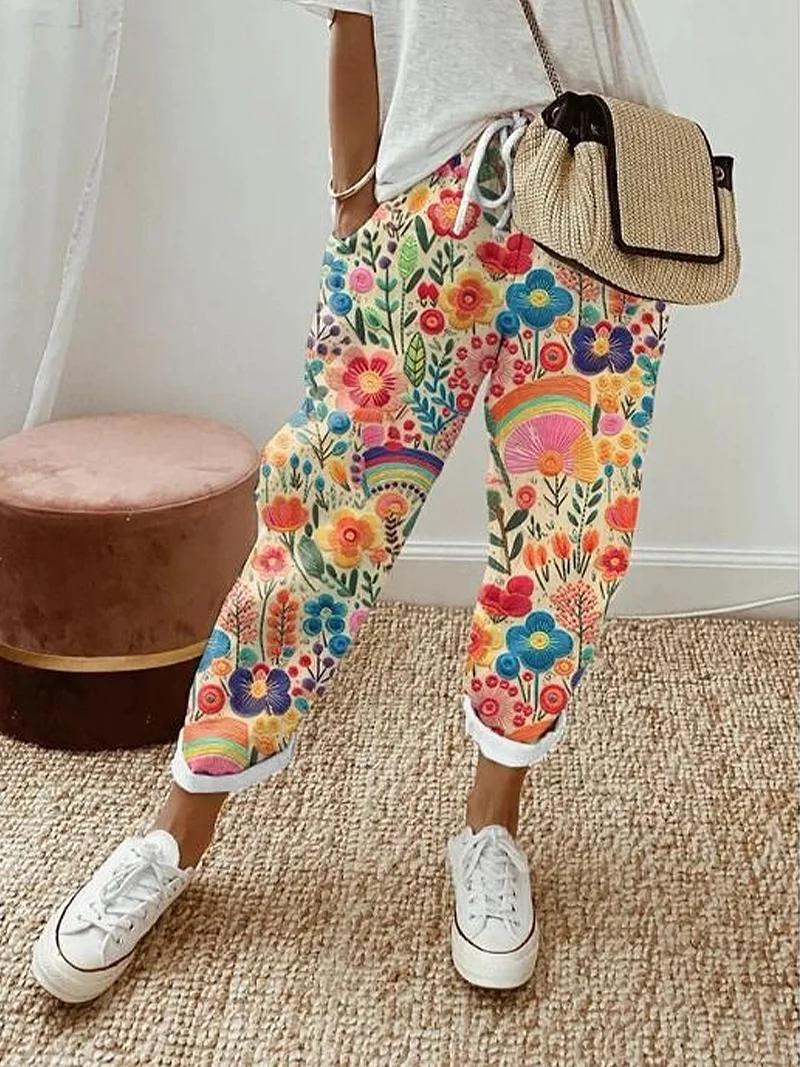 Women's Floral Ankle Pants Pant Casual Spring/Fall Trousers ...