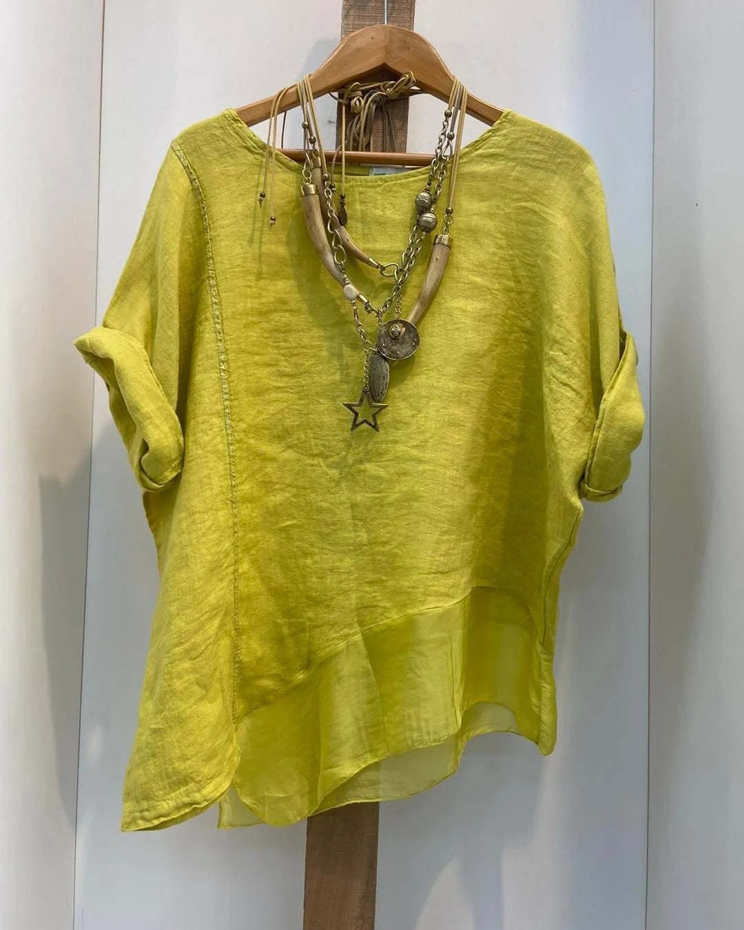 Yellow Irregular Loose Round Neck Short Sleeve Blouse – DellyCloset