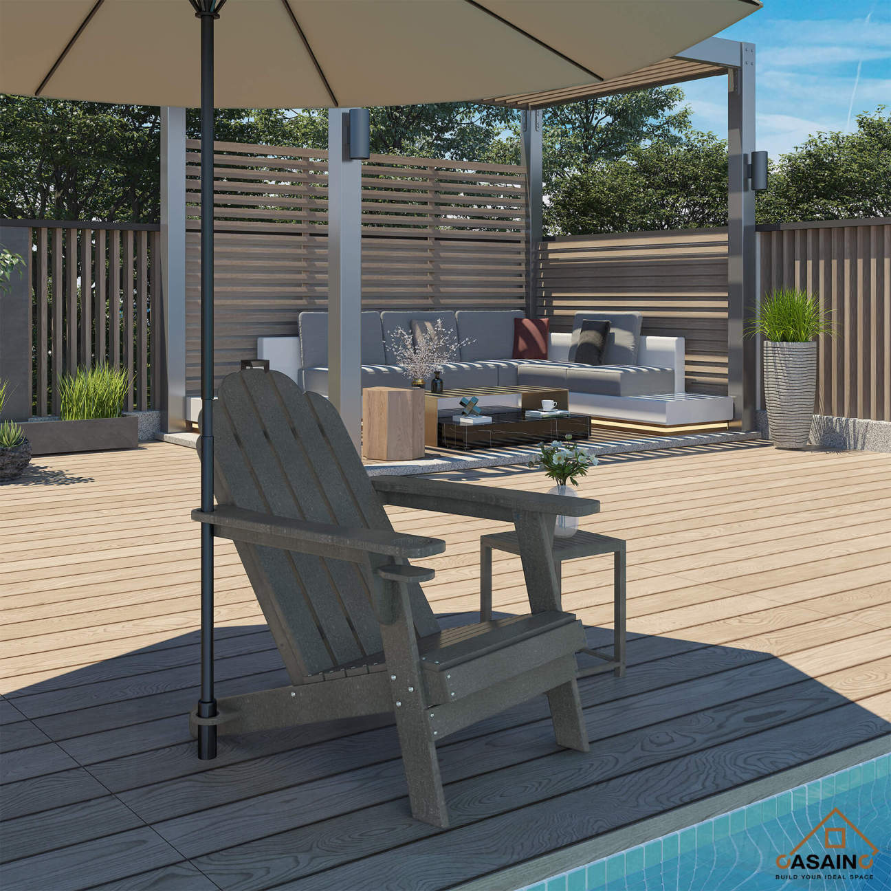 Hdpe Traditional Curveback Plastic Patio Adirondack Chair With 3 15 In