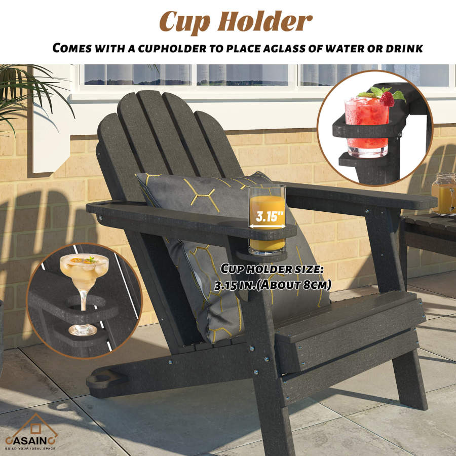 Hdpe Traditional Curveback Plastic Patio Adirondack Chair With 3 15 In