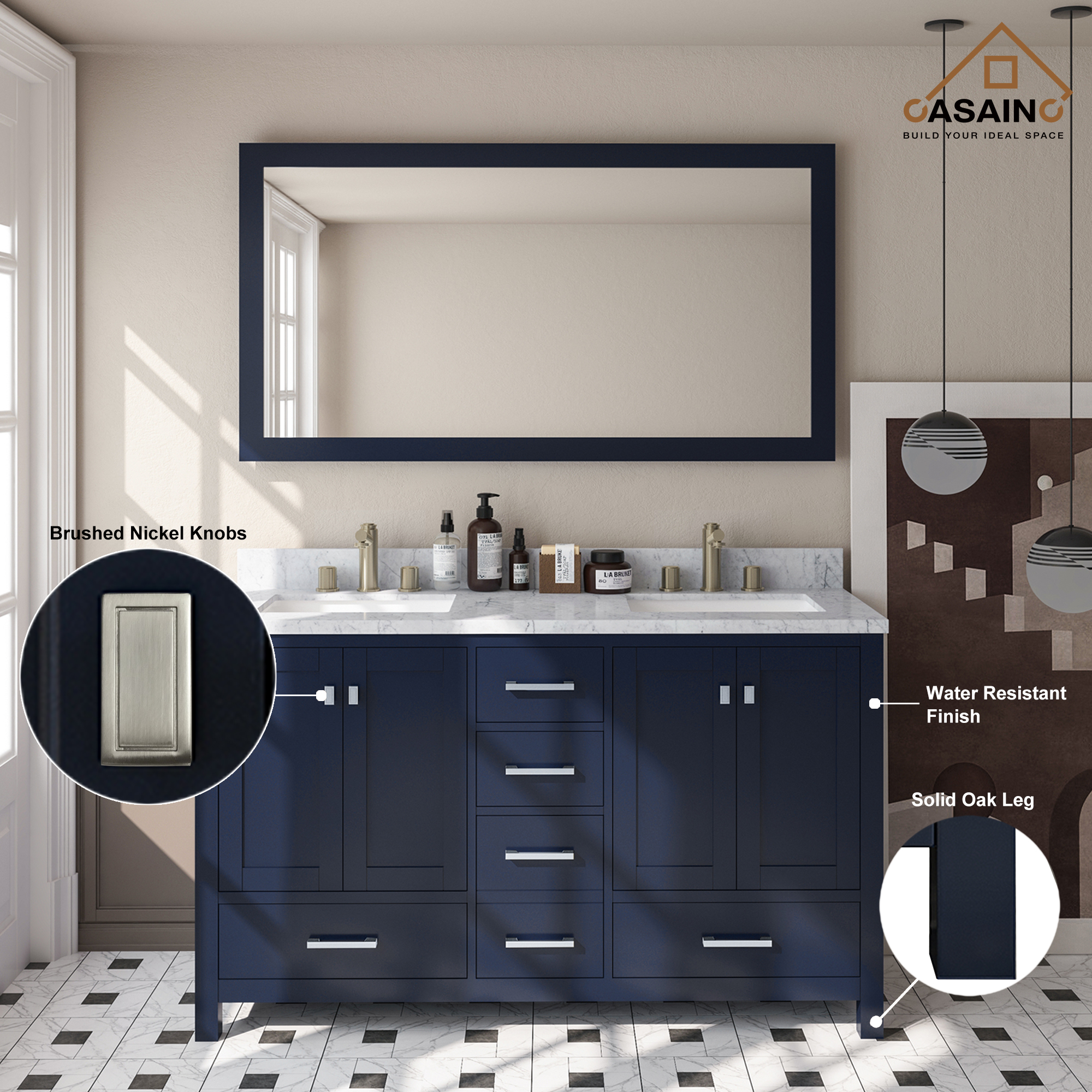 Navy blue sink vanity store