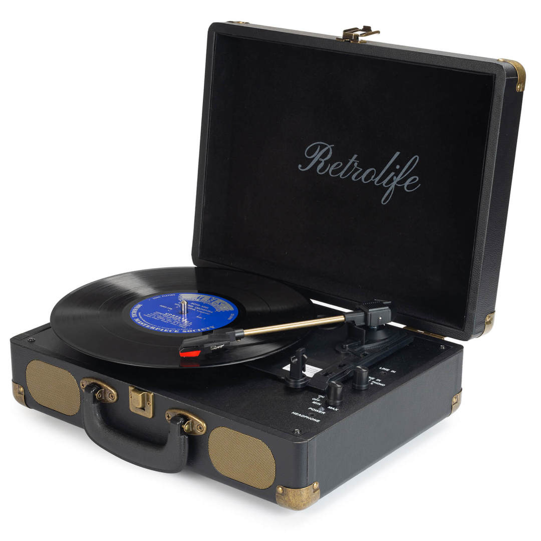 Belt-Driven Vintage Portable Turntable with Wireless Bluetooth R609