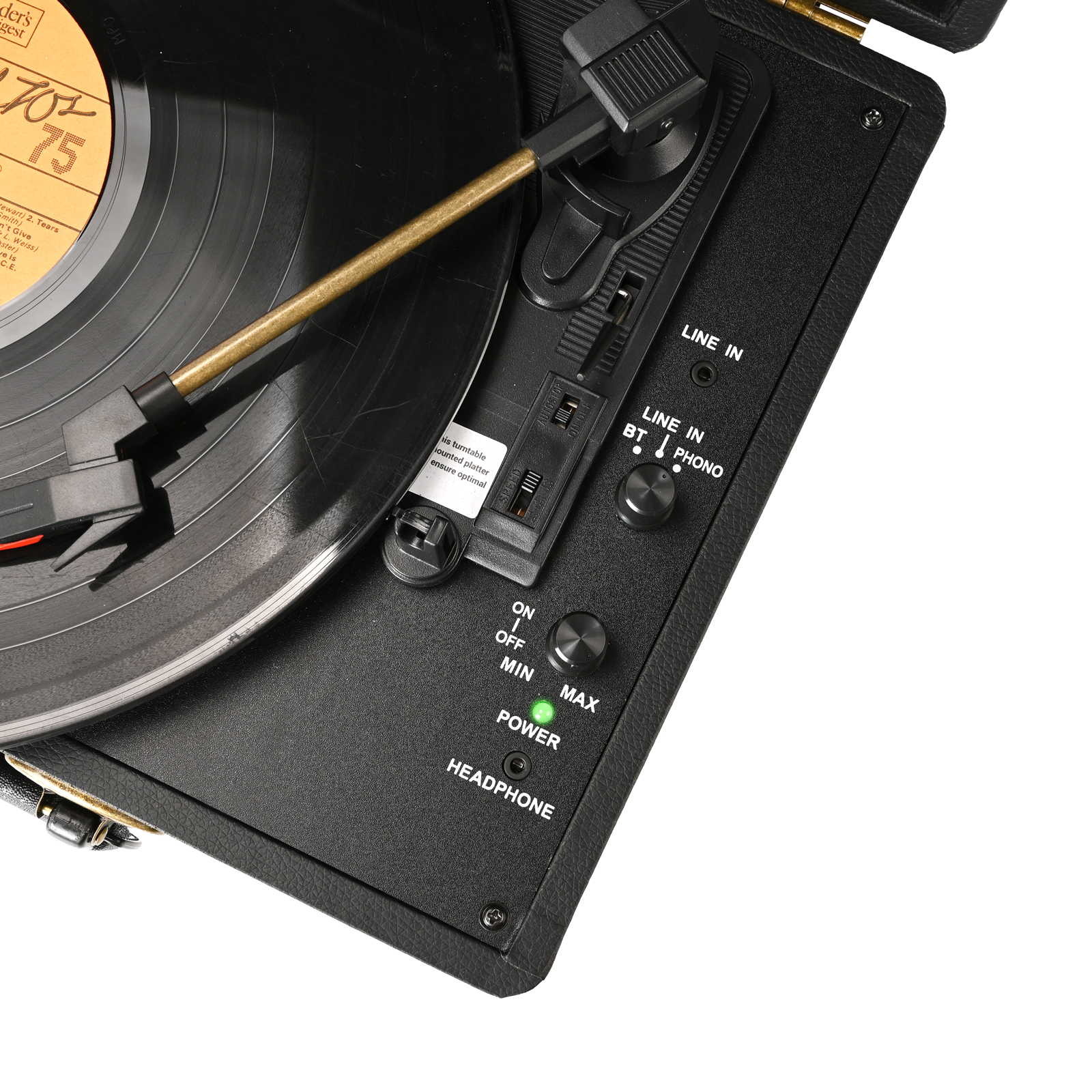 Belt-Driven Vintage Portable Turntable with Wireless Bluetooth R609