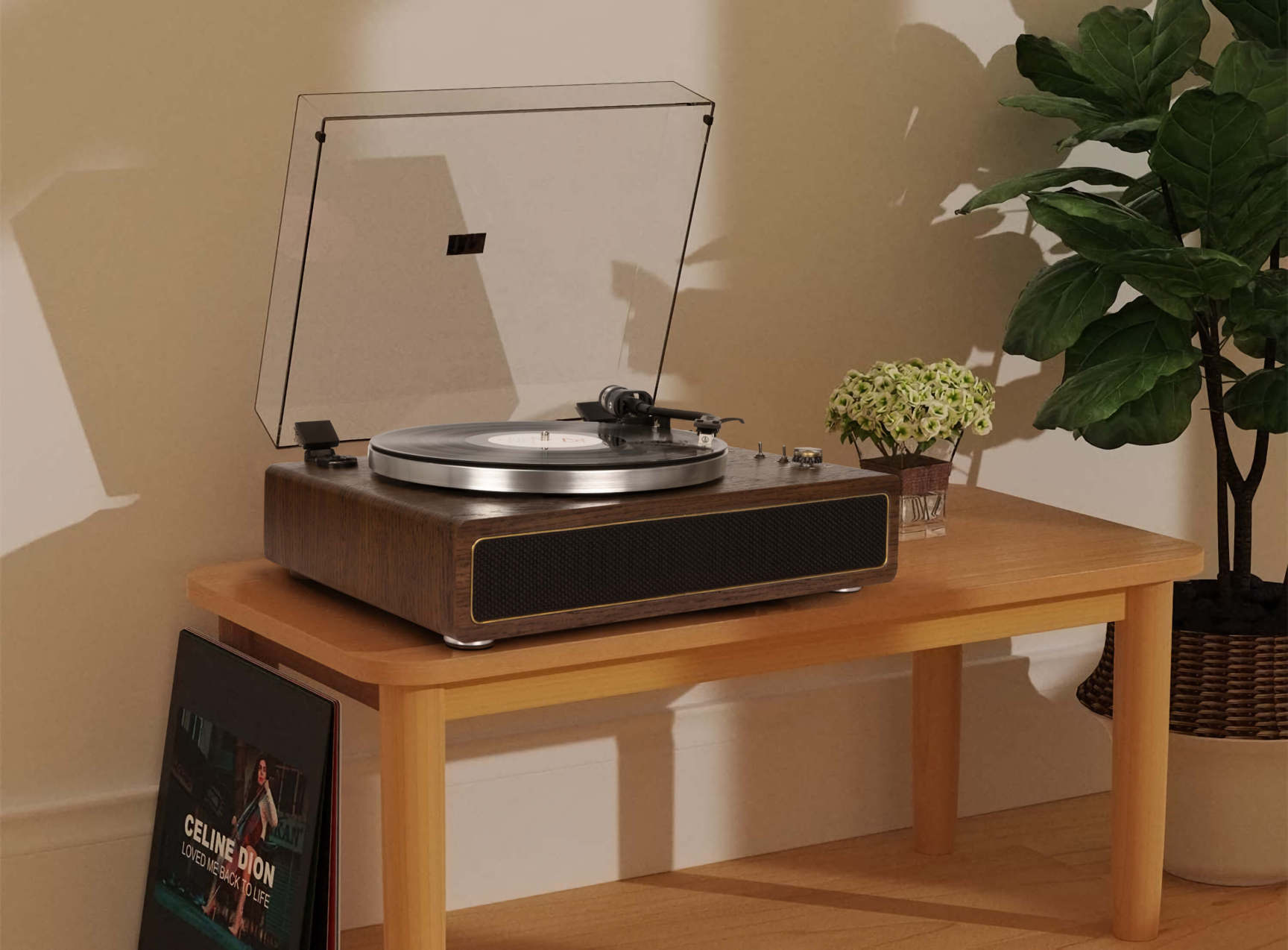 Retrolife-Vinyl Turntable Vintage Record Player With Speakers