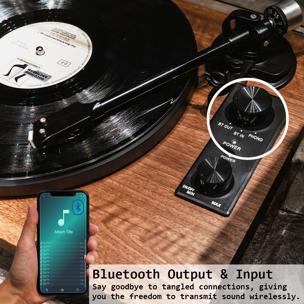 UD006 Bluetooth Output & Input Turntable with Speakers - Retrolife